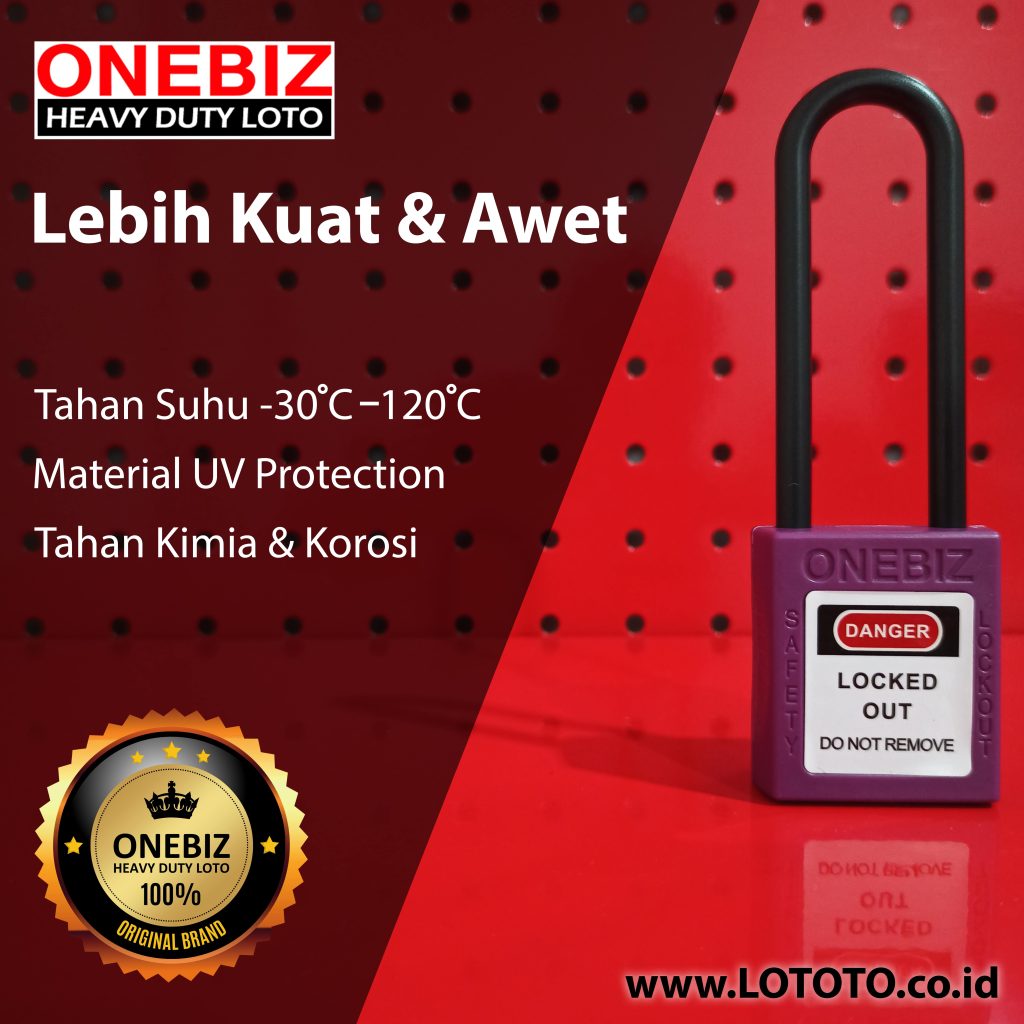 Jual ONEBIZ Long Nylon Shackle Safety Padlock Purple OB